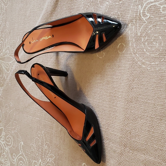 Via Spiga | Shoes | Via Spiga Black Patent Slingback Heels | Poshmark